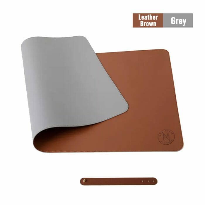 Dual Color Desk Pad (Leather Brown + Grey) | NextChair