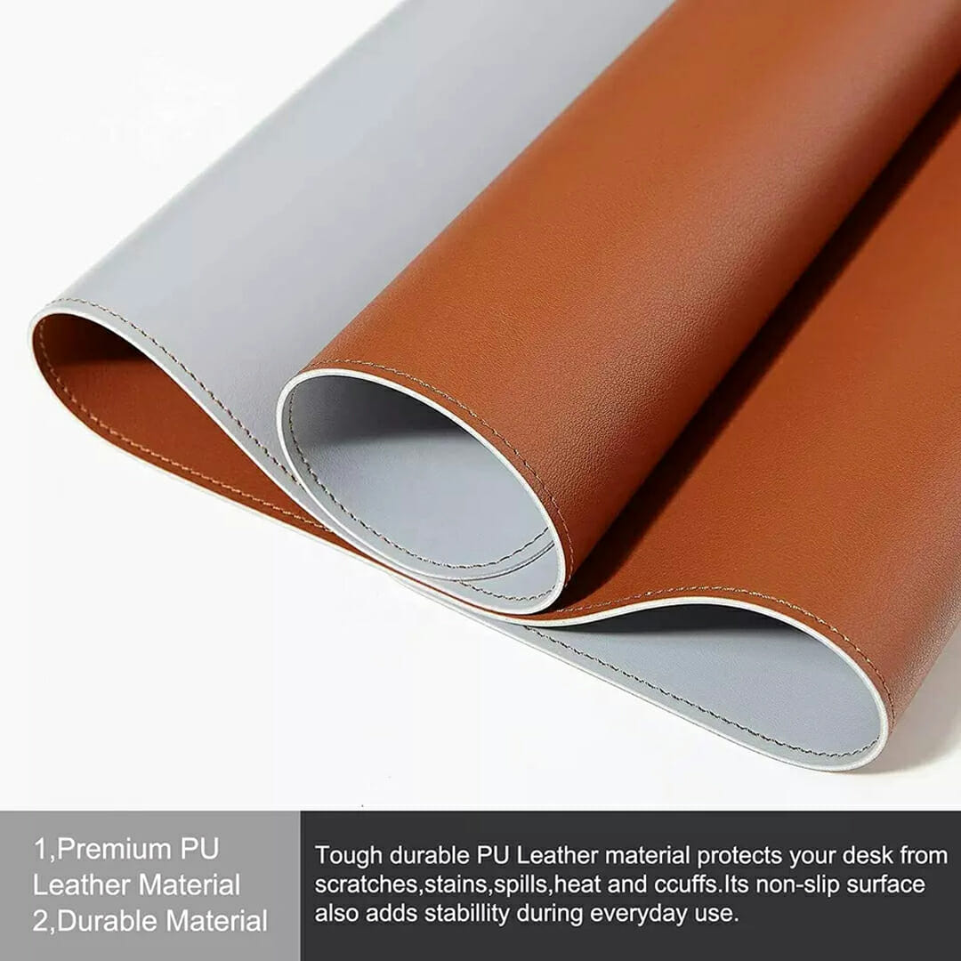 Dual Color Desk Pad (Leather Brown + Grey) | NextChair